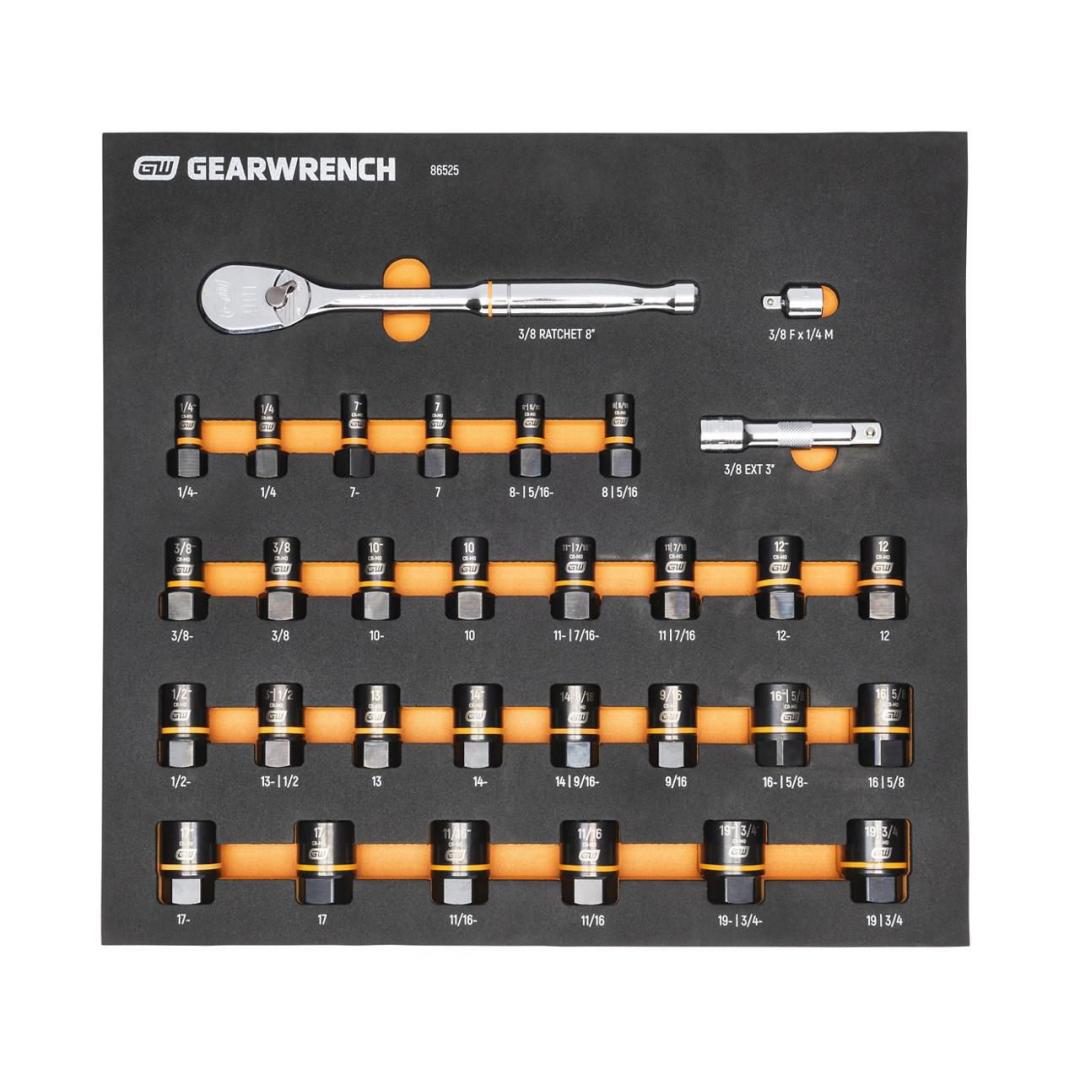 31 Piece 3/8" Drive 90T Ratchet and Bolt Biter™ Socket Set with Foam ...