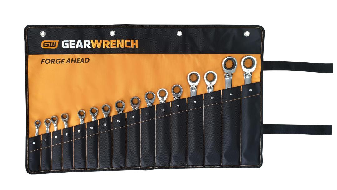 16 Pc 12 Point Metric Reversible Ratcheting Combination Wrench Set Roll Gearwrench