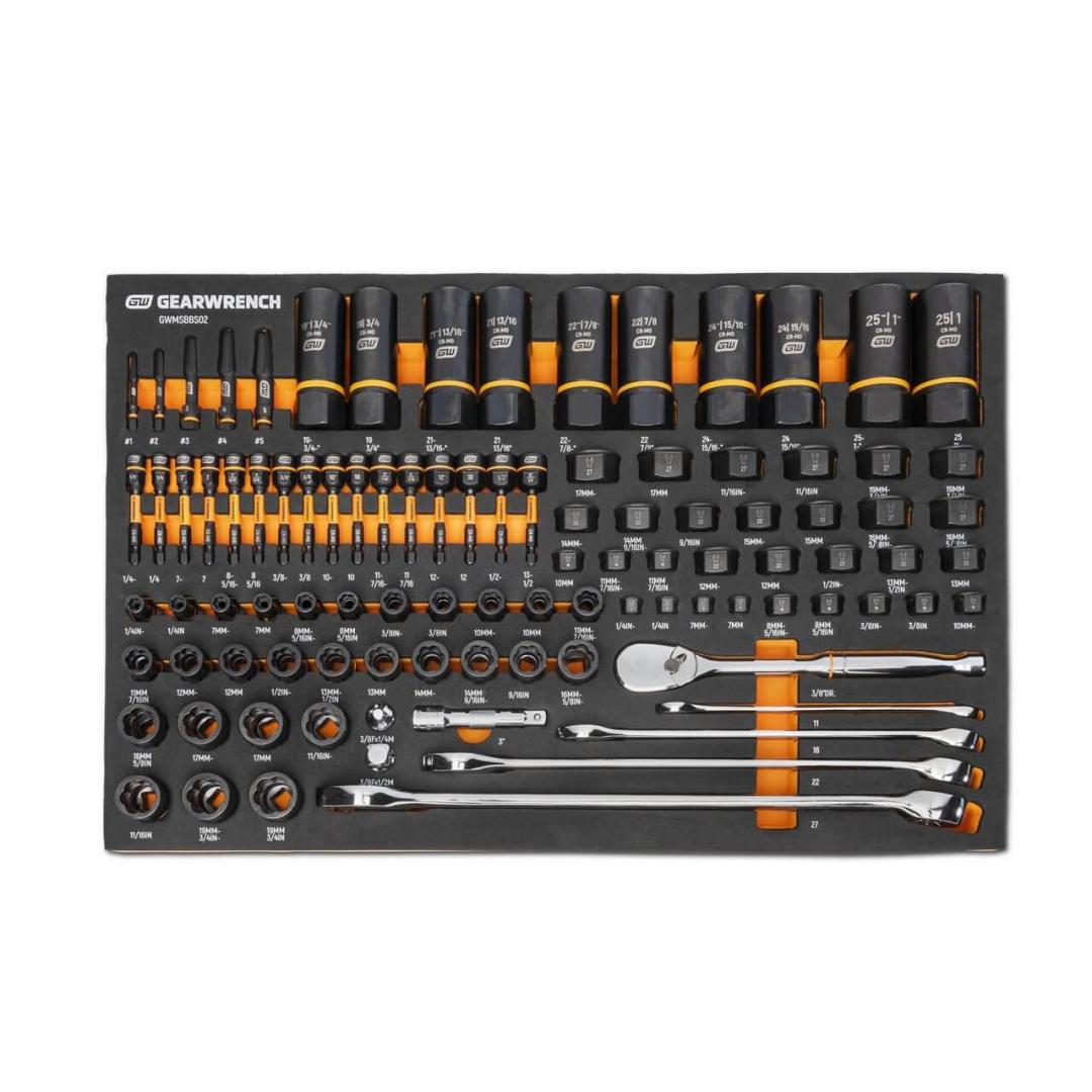 97 Piece 1/4”, 3/8”, 1/2” Drive Bolt Biter™ Mechanics Tool Set in Foam ...