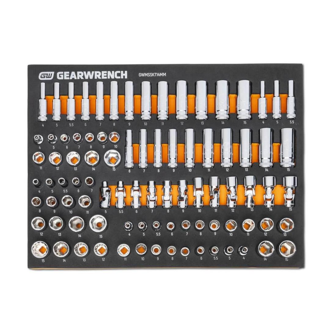 89 Piece 1/4” Drive Master Metric Socket Set in Foam Storage Tray ...