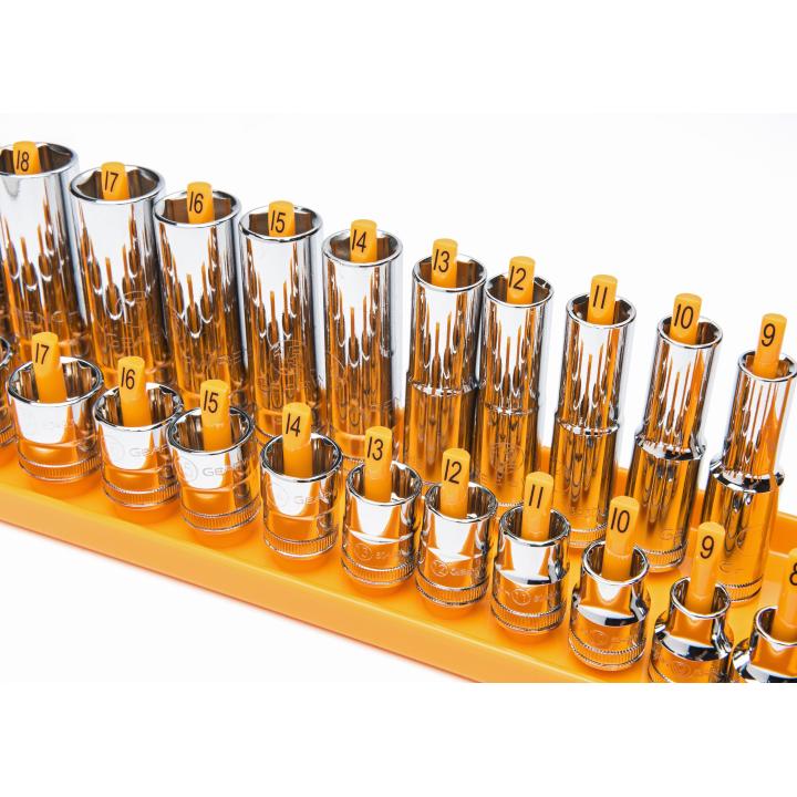 3 Pc. 1 4 3 8 1 2 Drive Orange Metric Socket Storage Tray Set Gearwrench