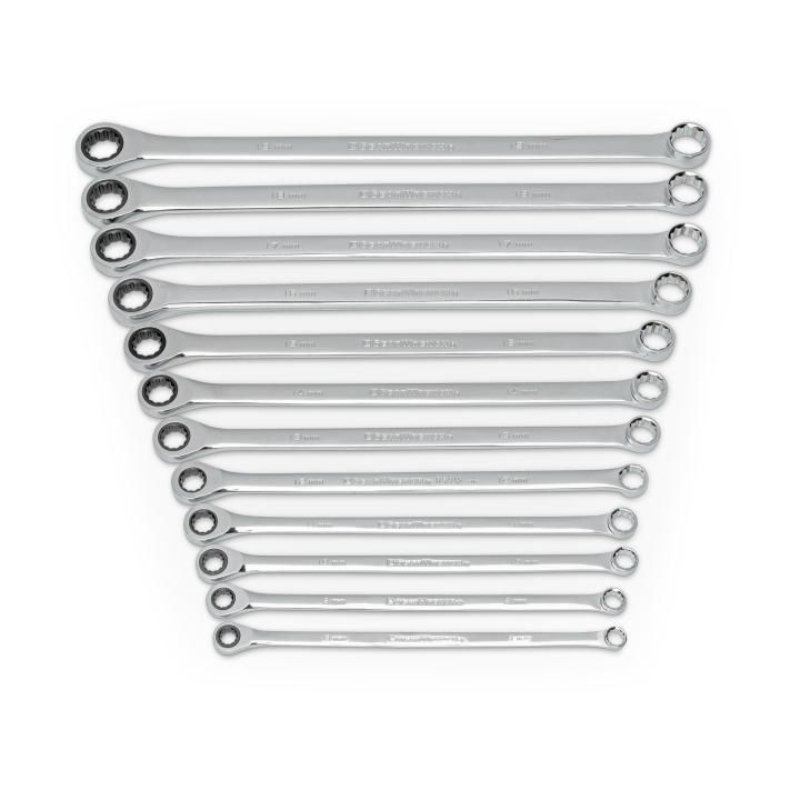 12 Piece 72 Tooth 12 Point XL GearBox Double Box Ratcheting Metric Wrench Set Gearwrench