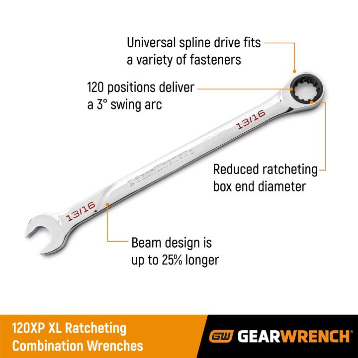 7mm 120XP Universal Spline XL Ratcheting Combination Wrench Gearwrench